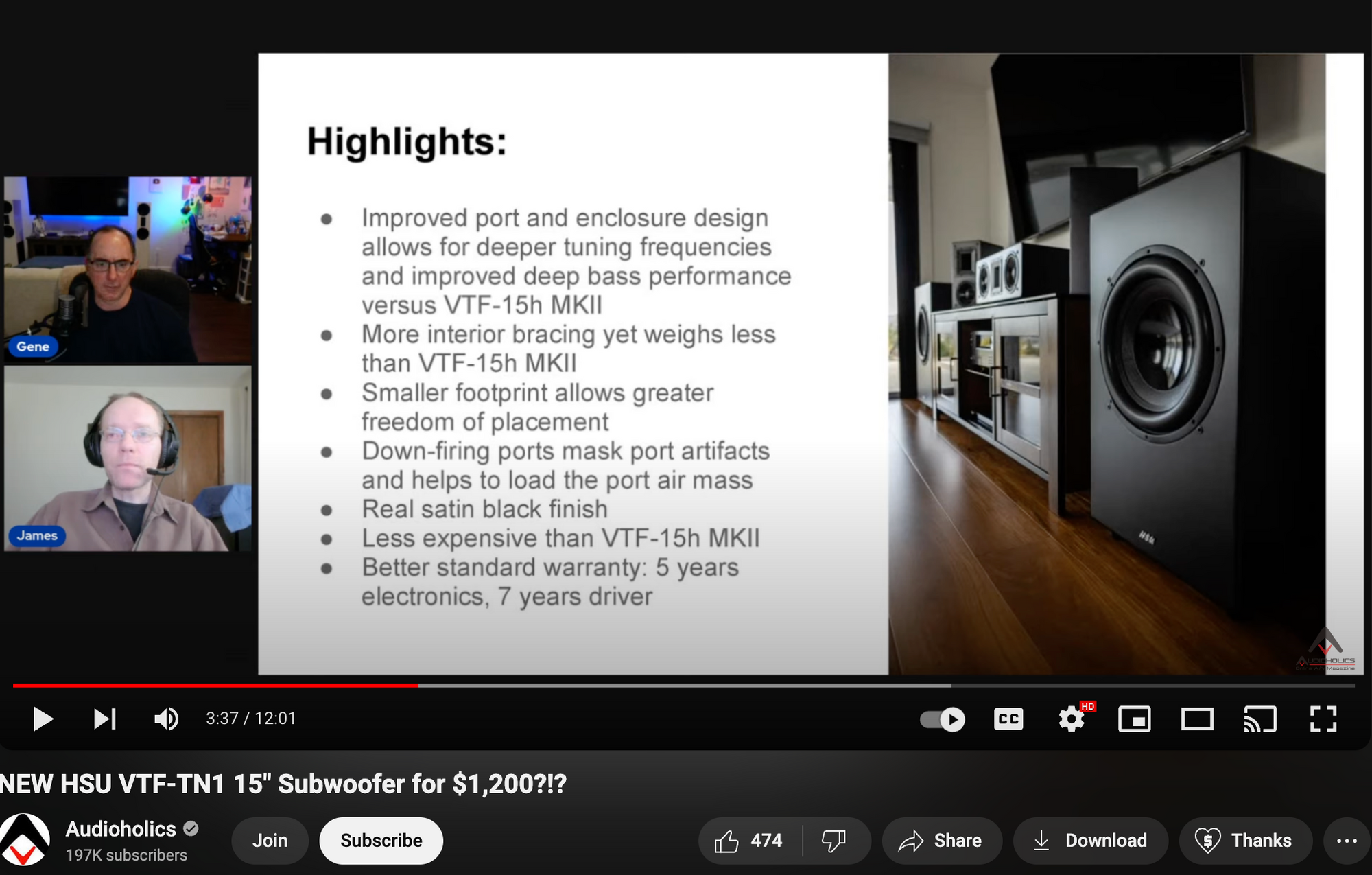 Audioholics VTF-TN1 Feature: NEW HSU VTF-TN1 15" Subwoofer for $1,200 ...